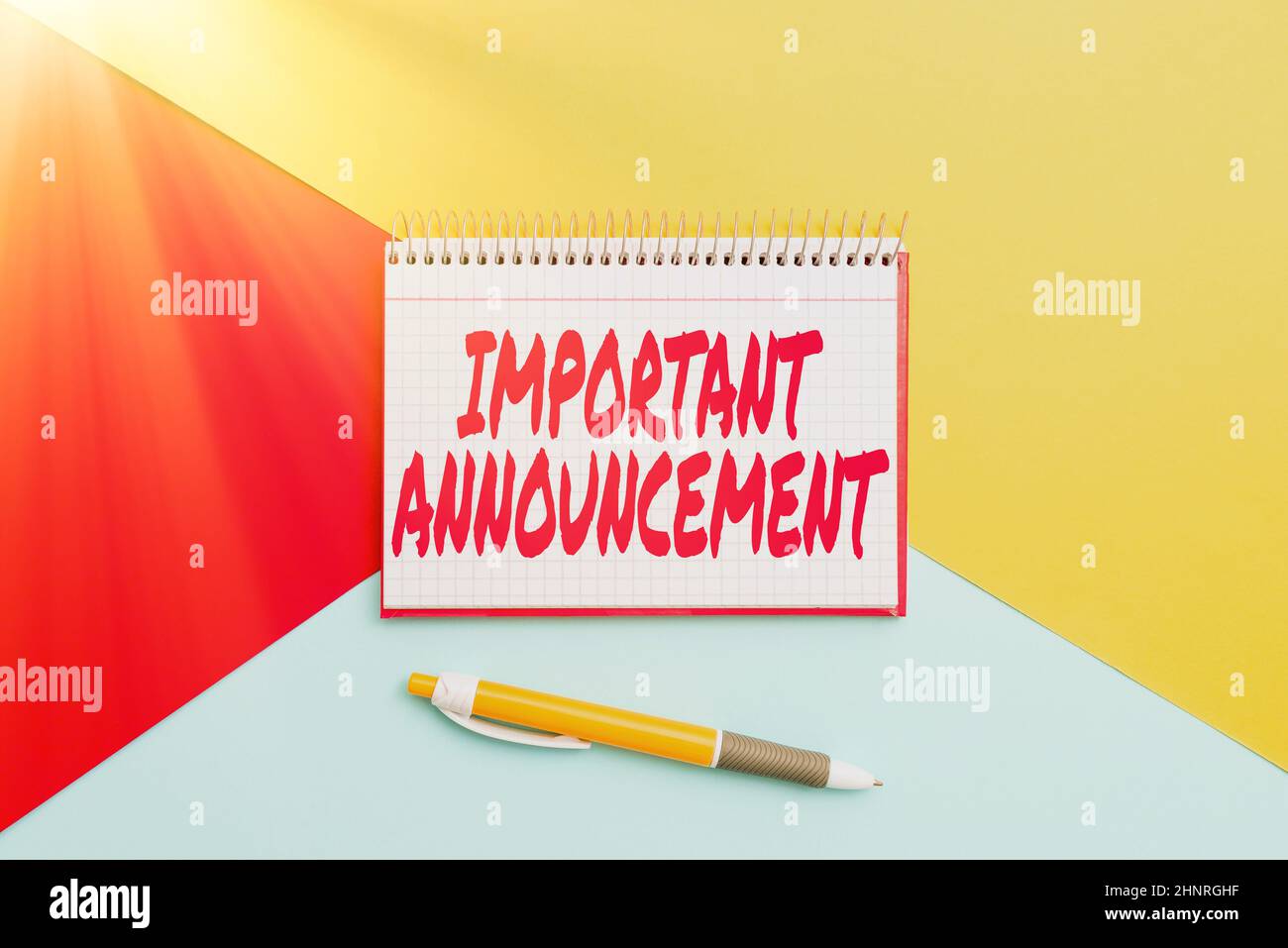 Hand writing sign Important Announcement, Business showcase spoken ...