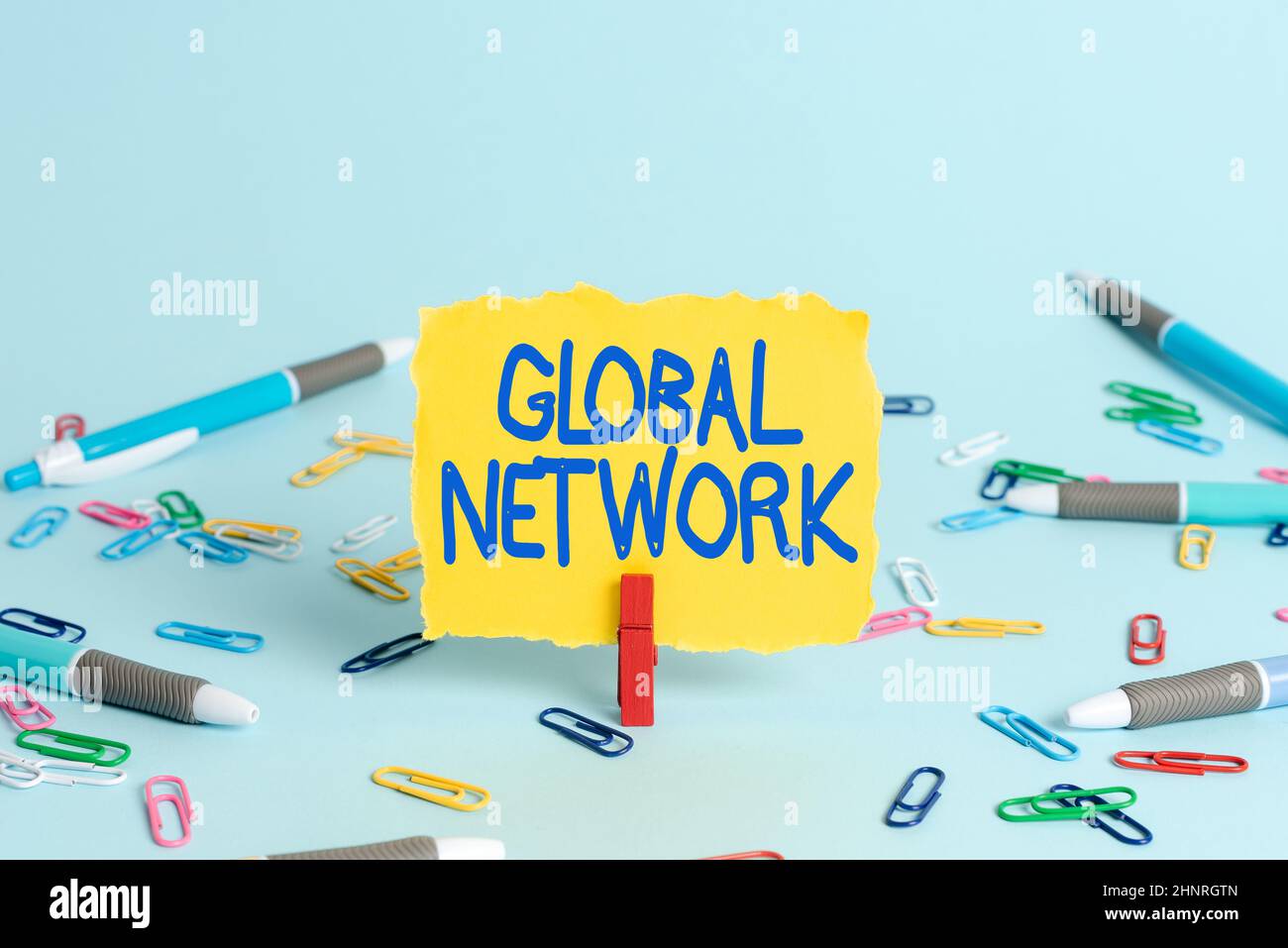 Sign displaying Global Network, Word for Any communication system which ...