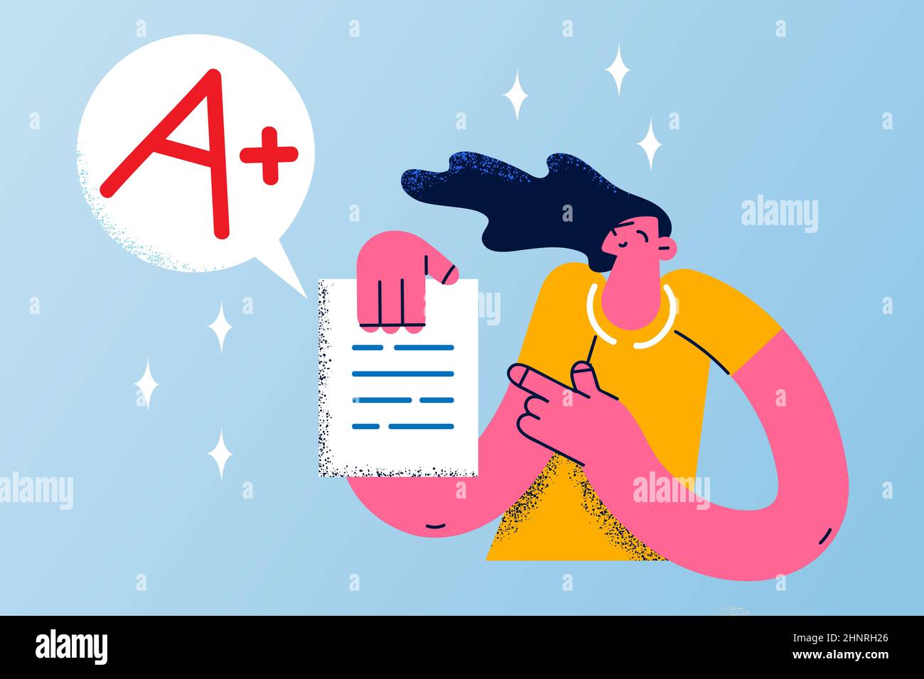 Perfect education marks success concept. Smiling happy girl cartoon ...