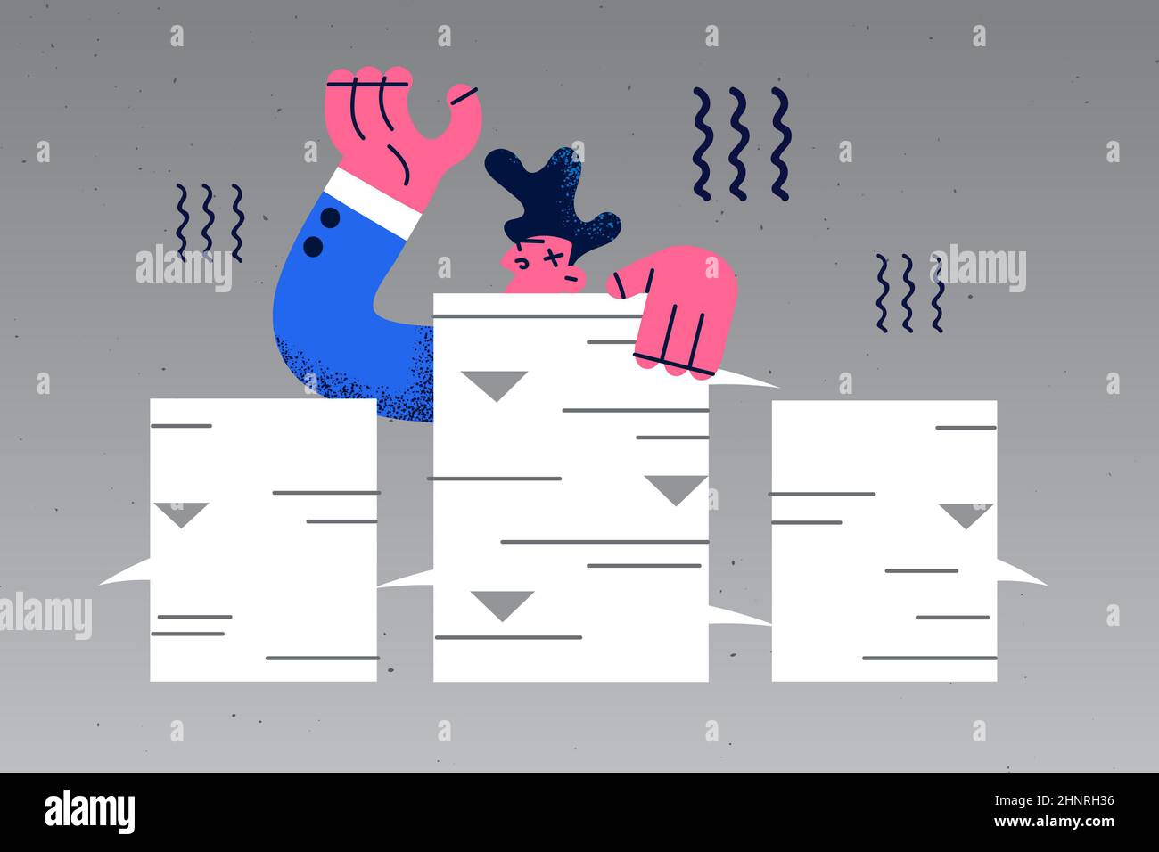 Stress, much work and exhaustion concept. Frustrated young Businessman ...