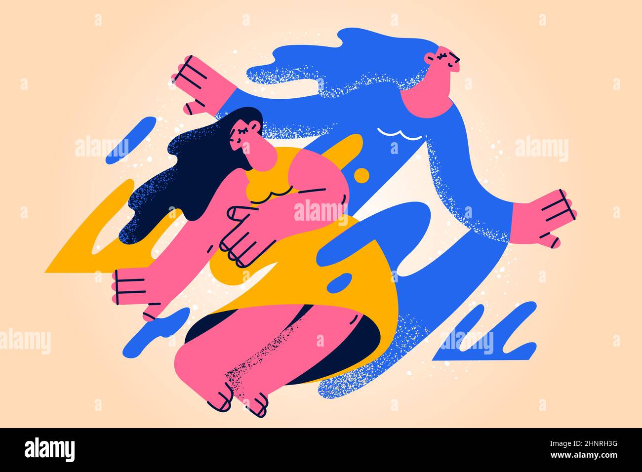 Inner freedom and happiness concept. Young smiling woman cartoon ...