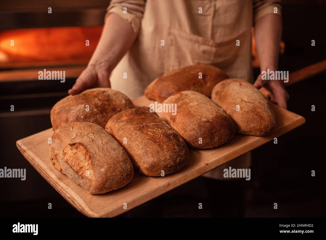 breads on tray in bakery Stock Photo - Alamy