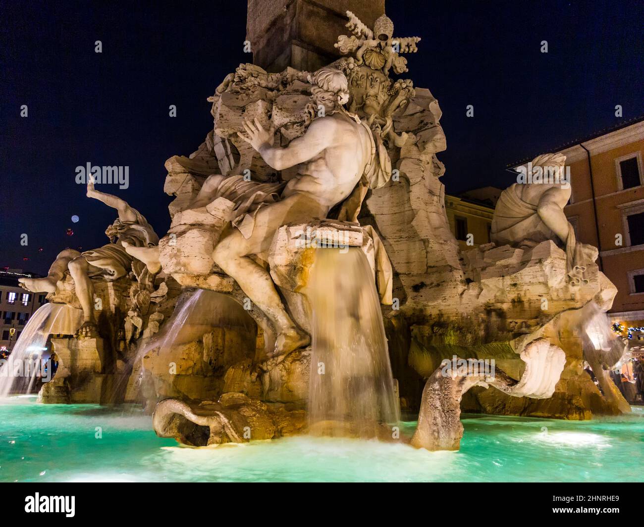 Four rivers fountain designed by Bernini. Piazza Navona, Rome Stock ...