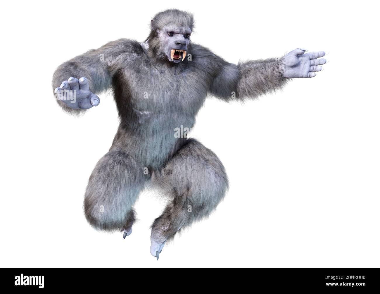 3D rendering of a snow beast creature or a Bigfoot isolated on white ...