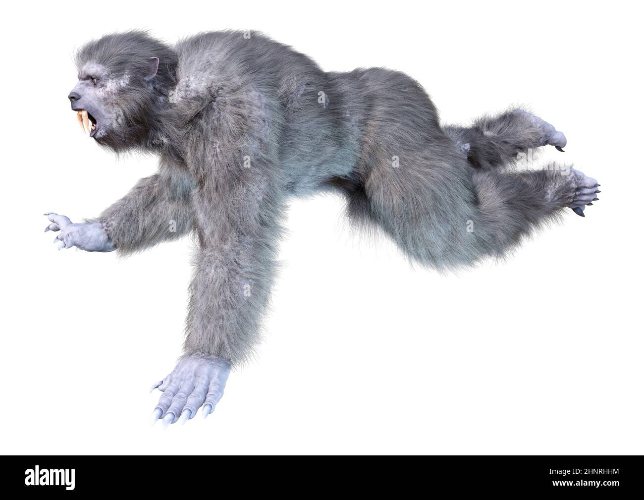 3D rendering of a snow beast creature or a Bigfoot isolated on white ...