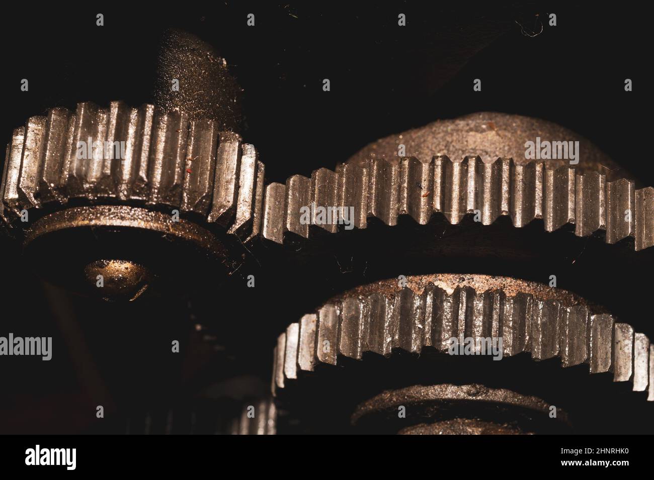 Gears of industrial machine. detail of mechanism. old cogwheels ...