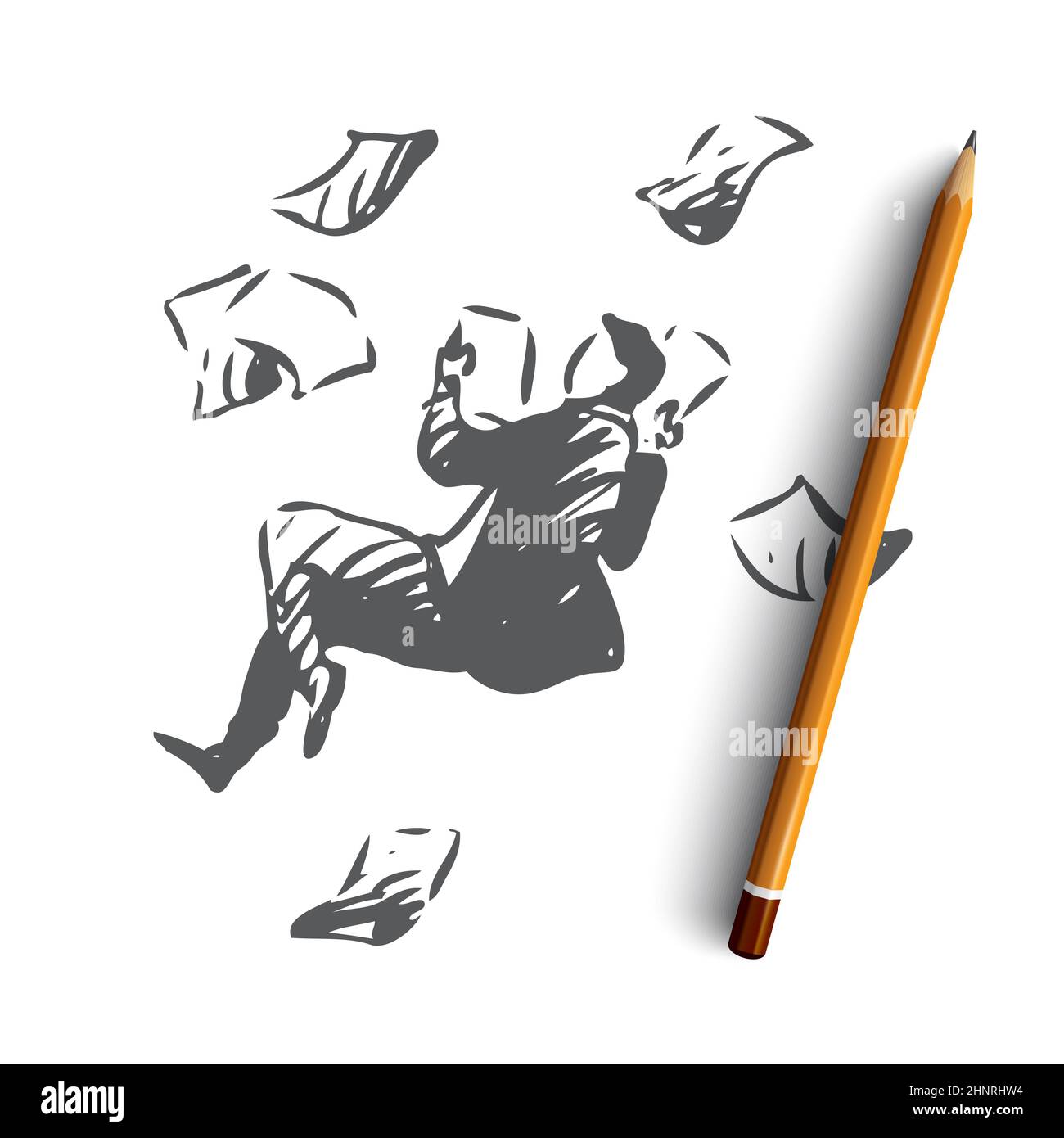 Business, space, paper, man, fly concept. Hand drawn businessman flying ...