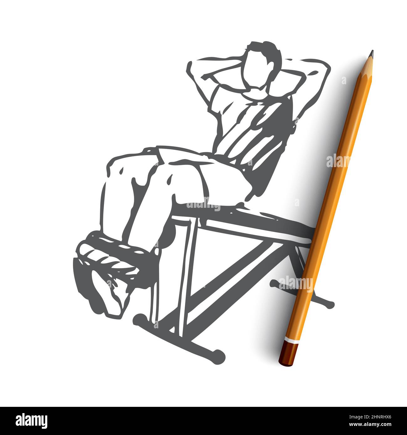 Abdominal, exercises, body, building, workout concept. Hand drawn man ...