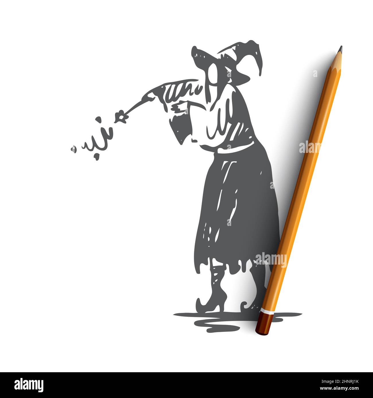 Witch, magic, Halloween, holiday, hat concept. Hand drawn Halloween ...