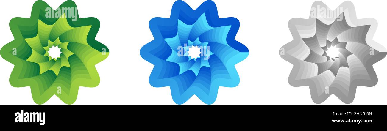 Gradient filled shaded design element, geometric shape set - stock vector illustration, clip-art ...