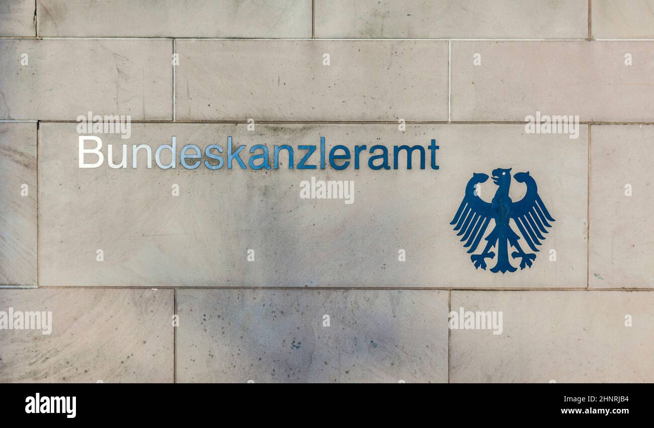 Government of Germany. Bundeskanzleramt. The inscription on the wall of ...