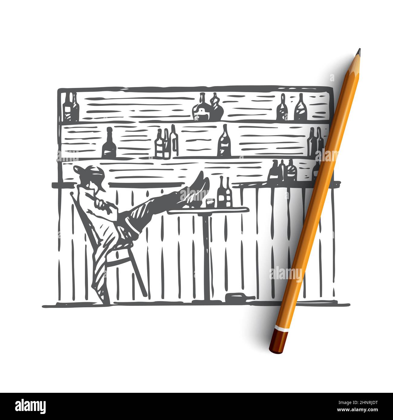 Wild, west, cowboy, bar, relax, western concept. Hand drawn cowboy ...