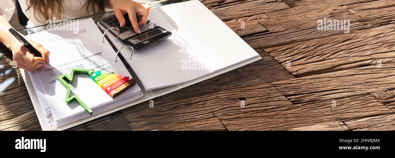 Energy Efficient House House Audit And Rate Label Stock Photo - Alamy