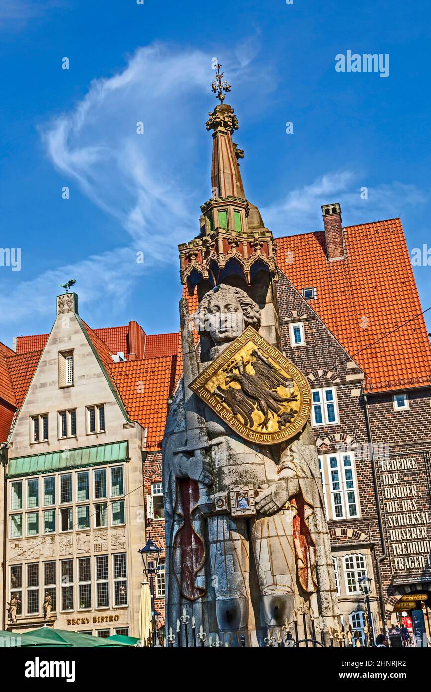 famous Roland statue at market place in Bremen Stock Photo - Alamy