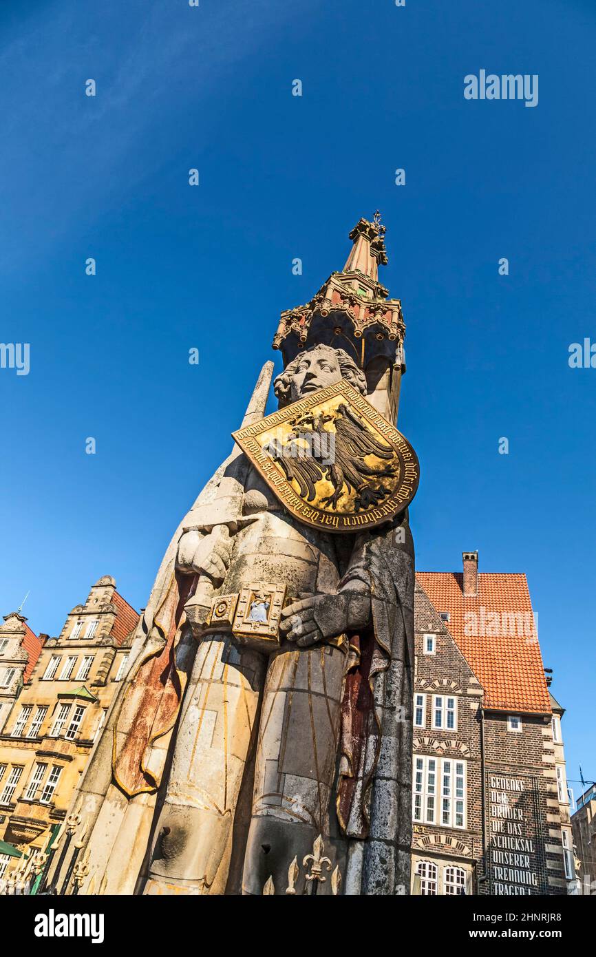 famous Roland statue at market place in Bremen Stock Photo - Alamy