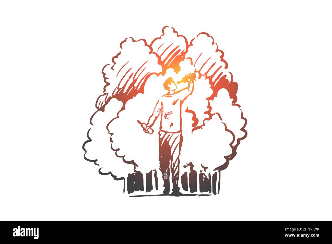 Alcoholism, man, drunk, bottle, alcoholic concept. Hand drawn drunk man ...