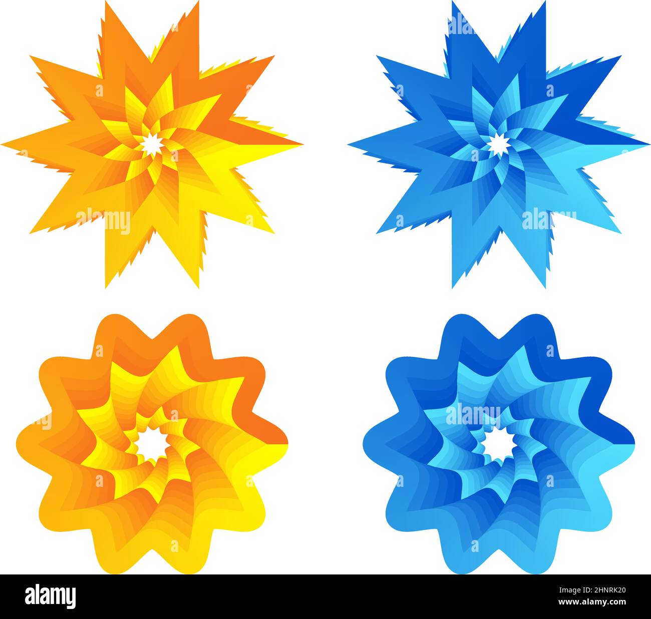 Gradient filled shaded design element, geometric shape set - stock ...