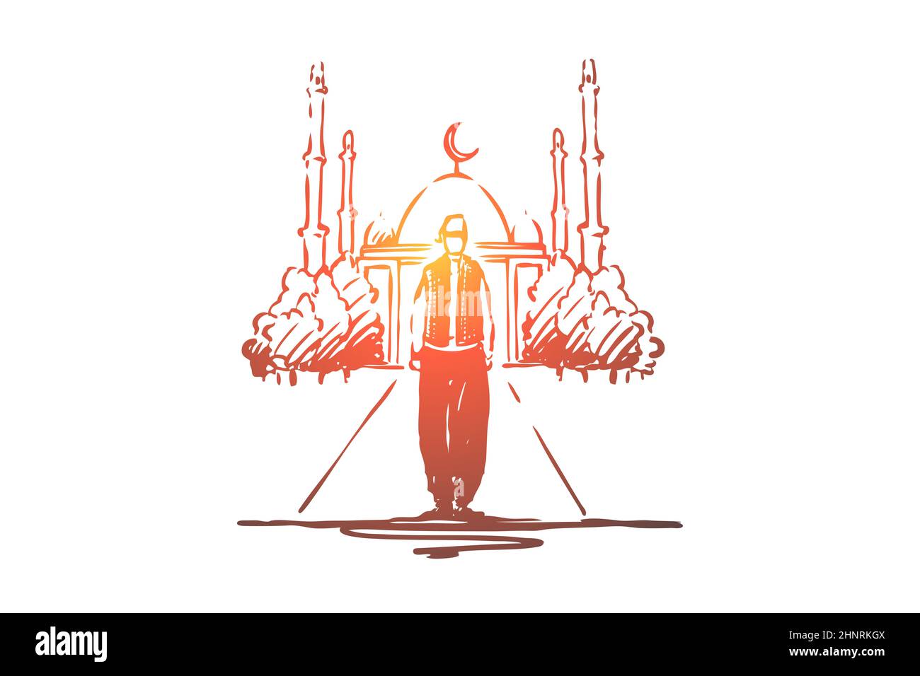 Turkey, mosque, country, traditional, tourism concept. Hand drawn ...