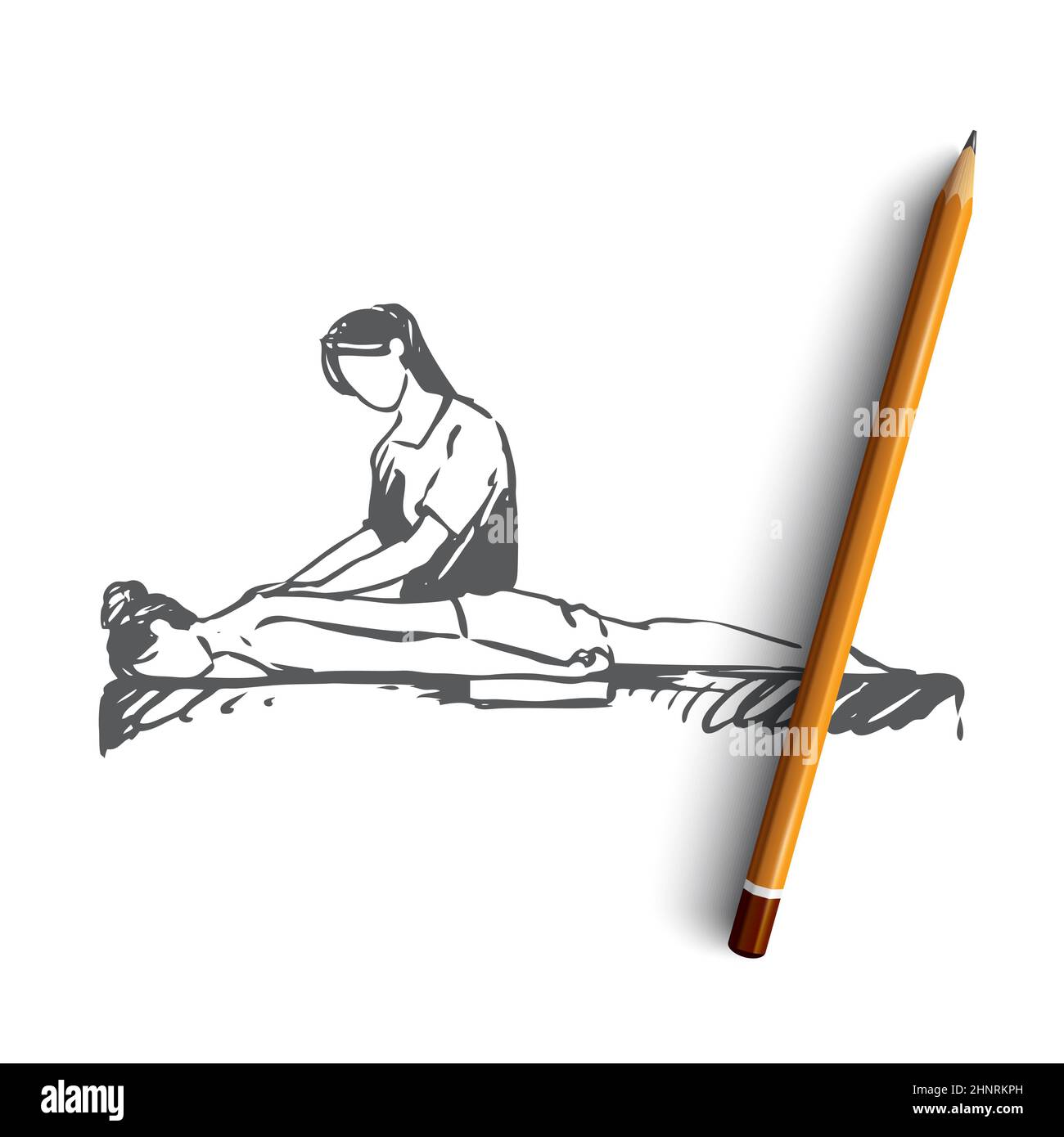 Salon Massage Therapy Body Care Concept Hand Drawn Woman Relaxing In Massage Salon Concept