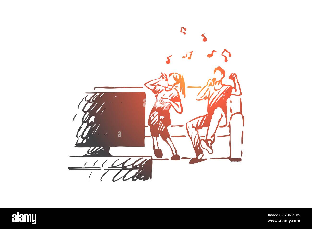 Hand drawn girl singing song hi-res stock photography and images - Alamy