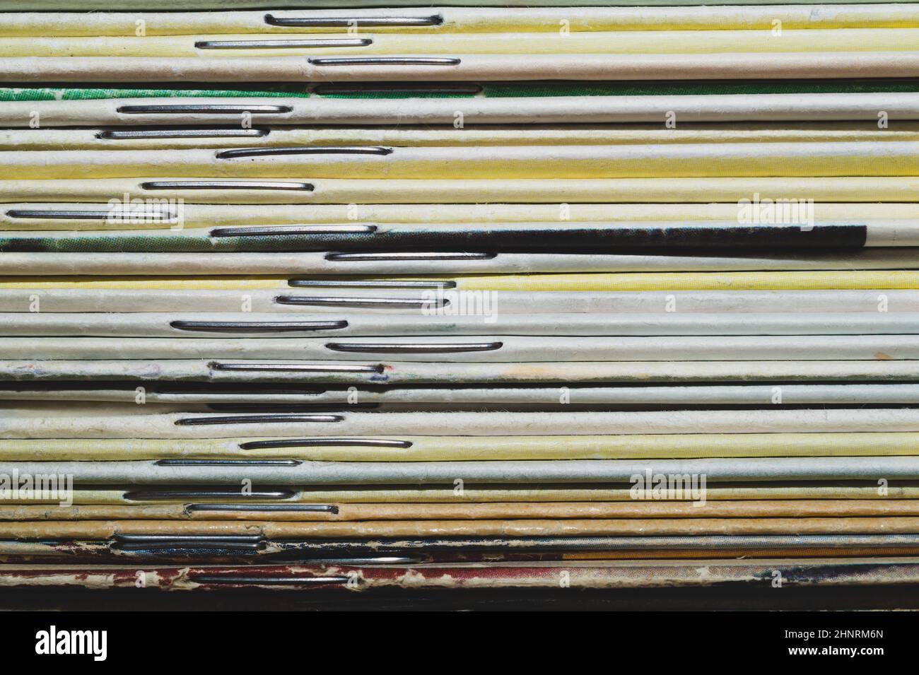 Stack of old magazines. pile of retro newspapers. vintage journals lie ...