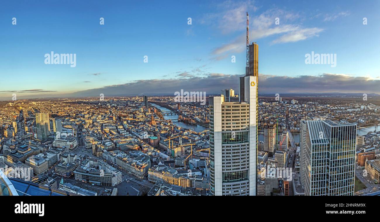 Skyline of Frankfurt with river Main and skyscrapers Stock Photo - Alamy