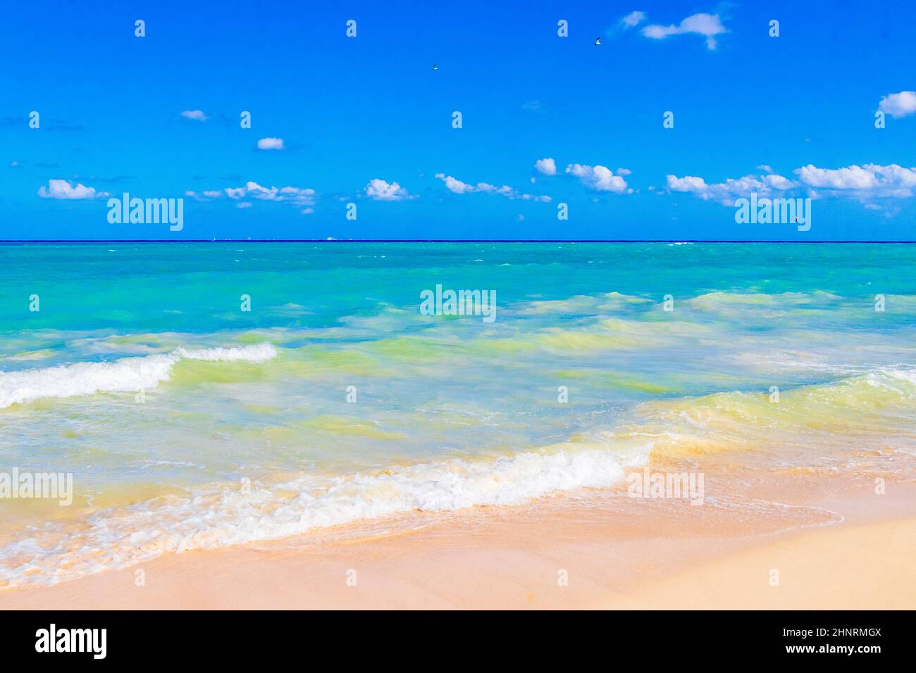 Tropical mexican beach landscape panorama with clear turquoise blue ...