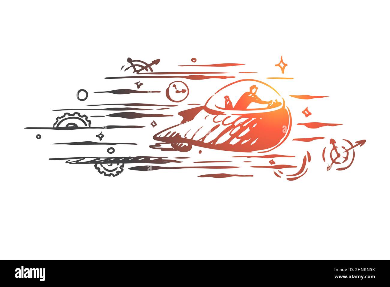 Time machine, time, travel, future, past concept. Hand drawn person ...