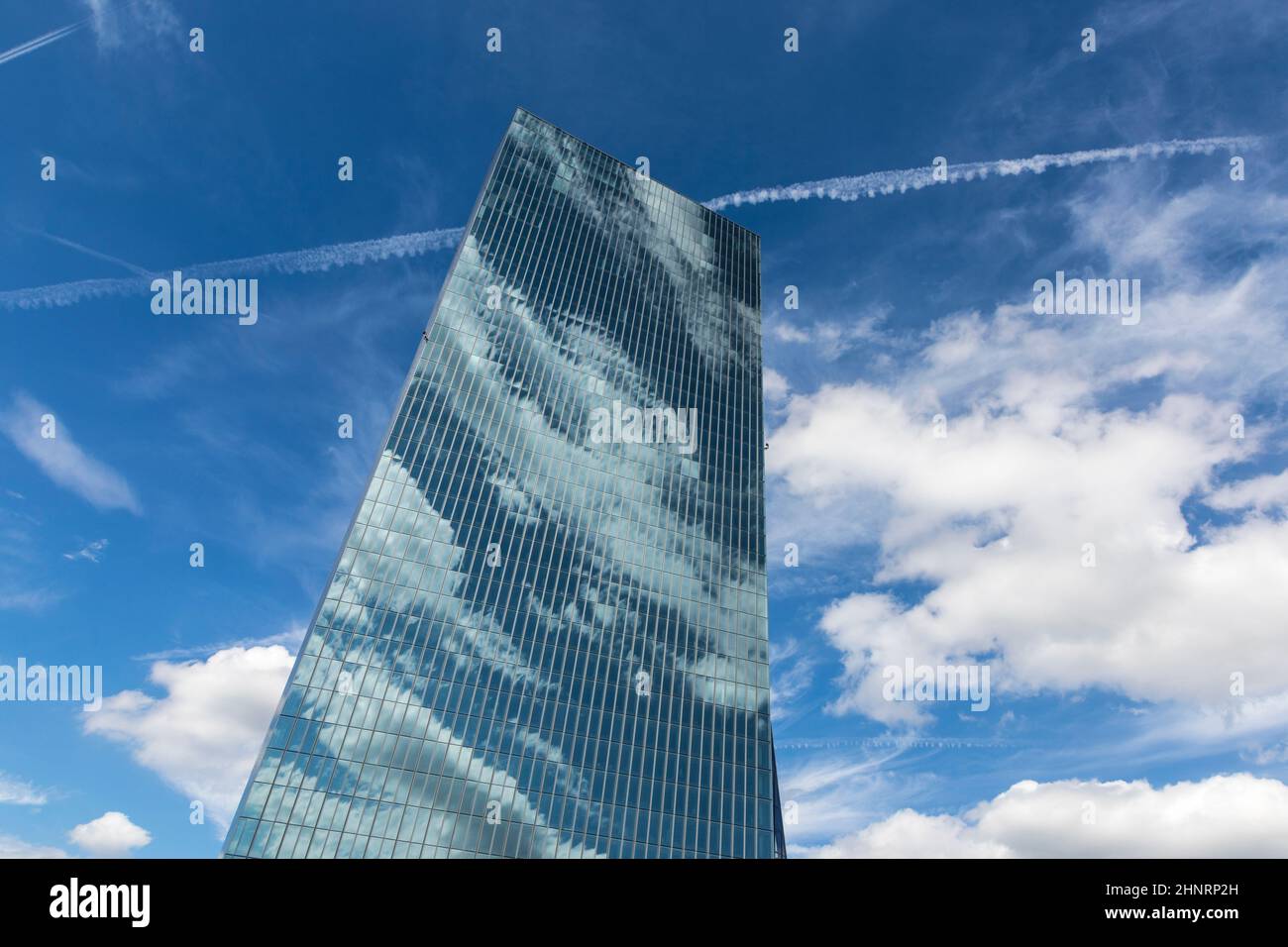 panoramic view to skyline of Frankfurt with ECB building and skyline ...