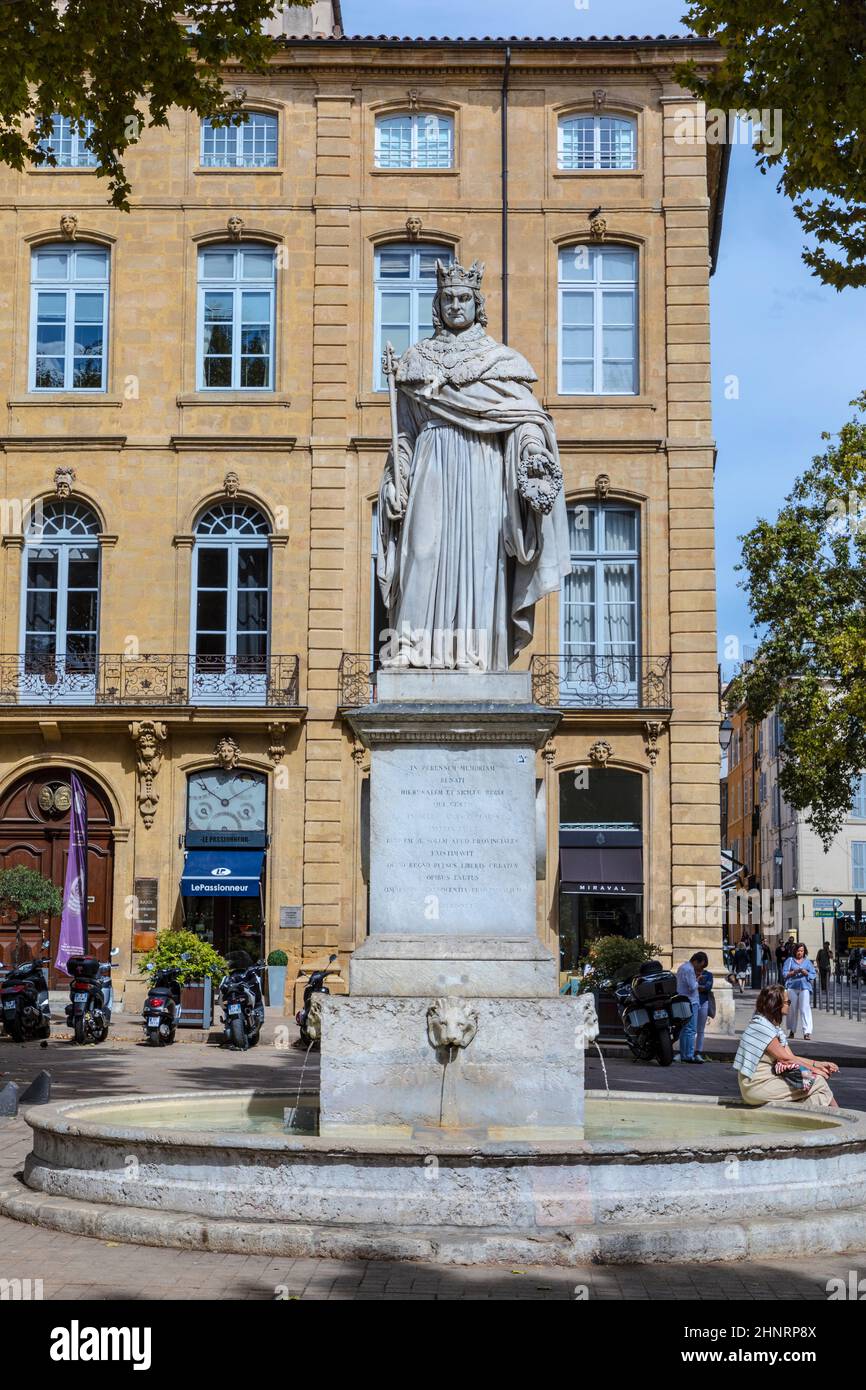 Statue in Aix-en-Provence of King Rene holding the Muscat grapes he ...