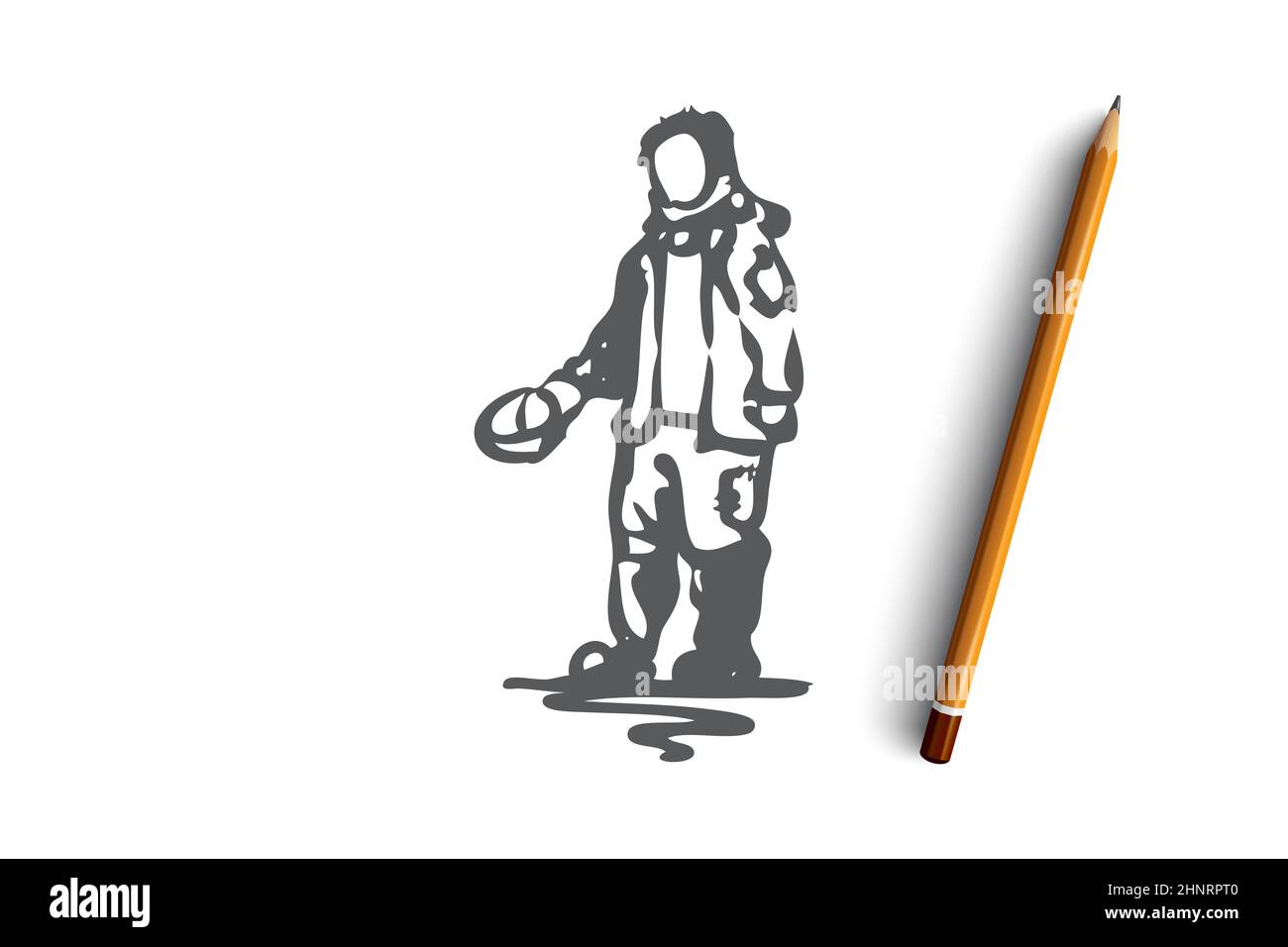 Beggar, poor, dirty, problem, tramp concept. Hand drawn beggar asking ...