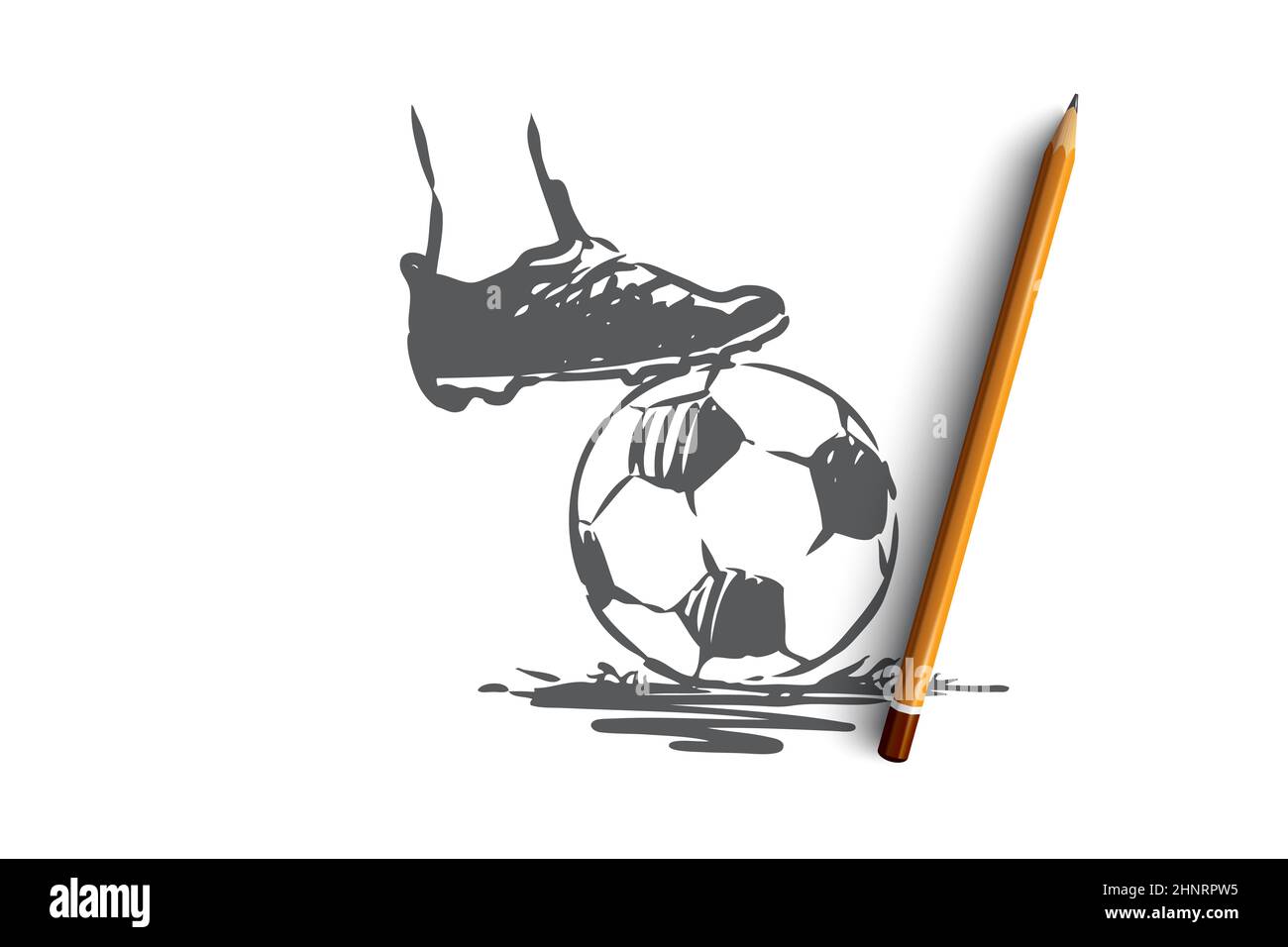 Fine, penalty, football, soccer, game concept. Hand drawn soccer player ...