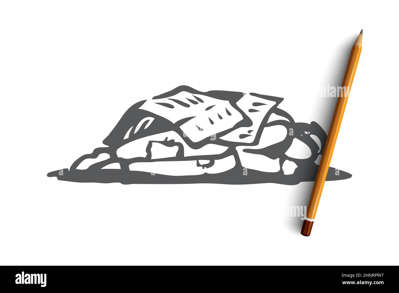 Homeless, sleep, outdoor, poor, miserable concept. Hand drawn homeless ...