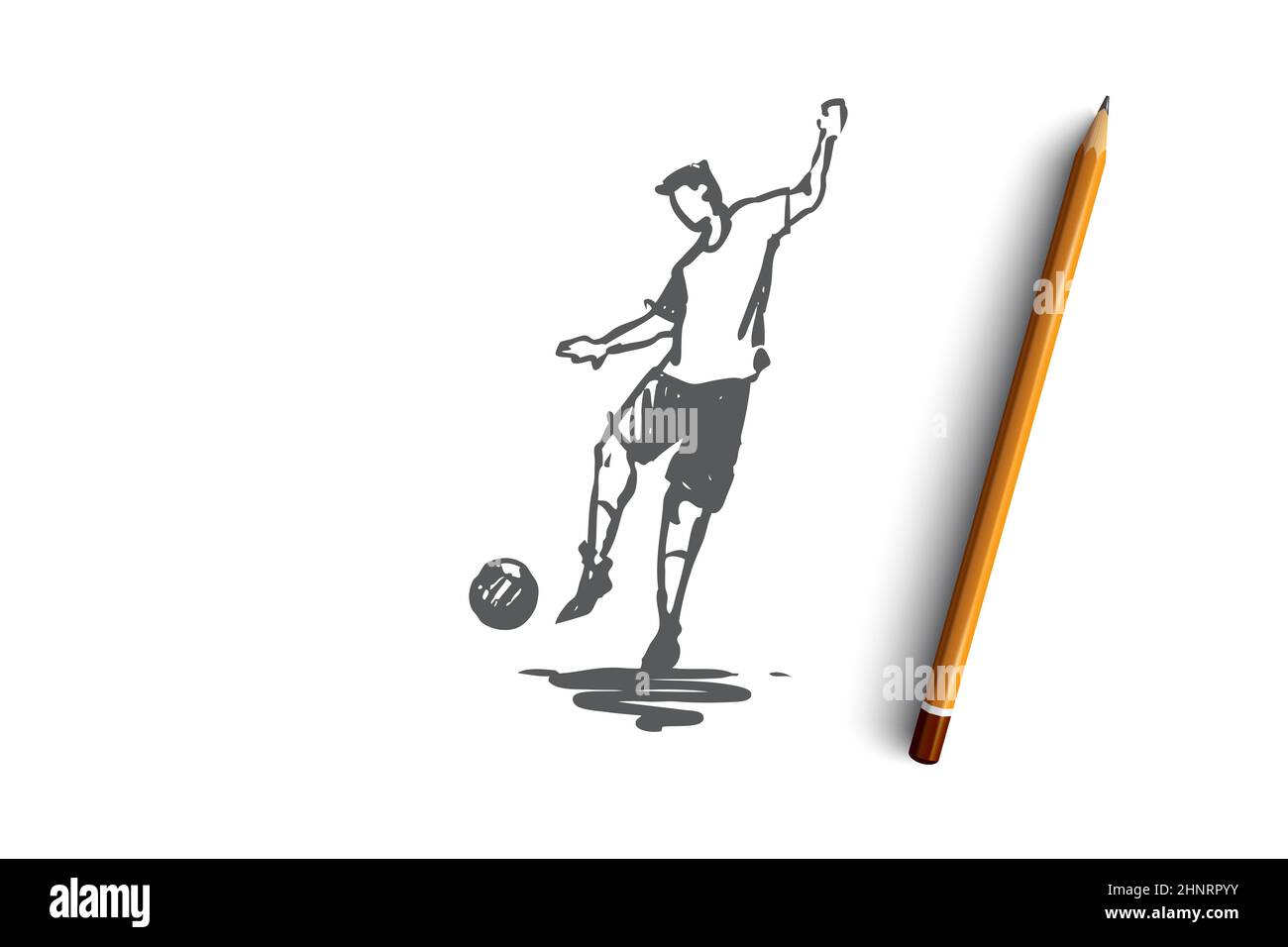 Forward, football, player, action, goal concept. Hand drawn footbal ...