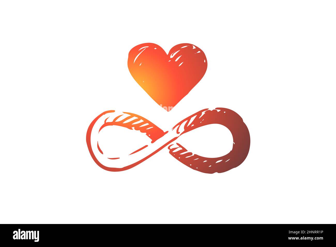 Harmony, heart, balance, heart, unity concept. Hand drawn heart and ...