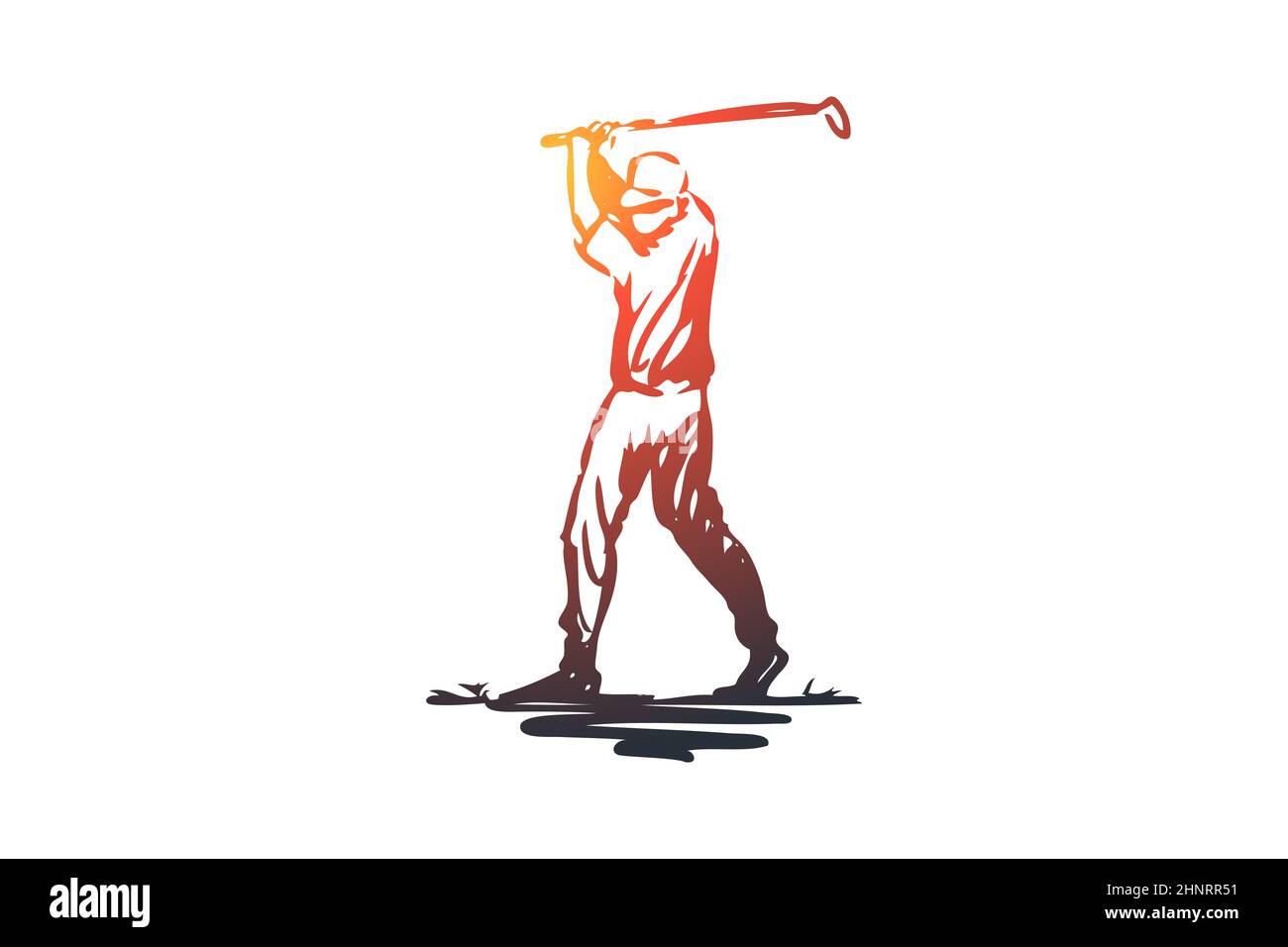 Golf, game, training, sport, golfing concept. Hand drawn golf player in ...