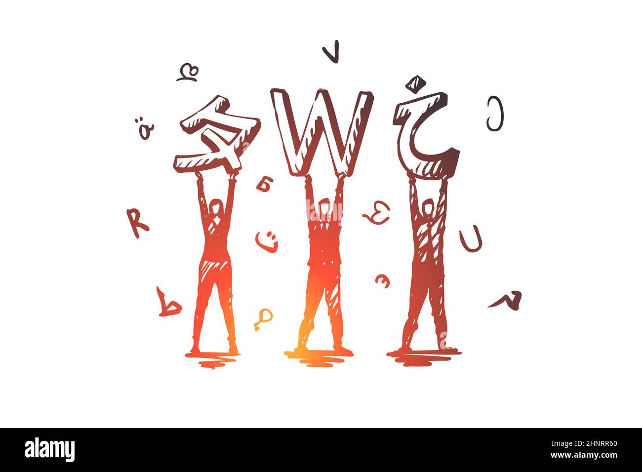 Language, courses, English, studying, class concept. Hand drawn ...