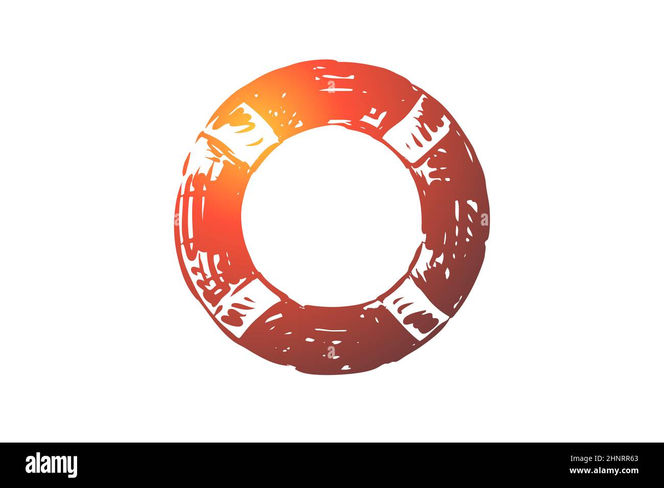 Lifebuoy, emergency, help, lifesaver, rescue concept. Hand drawn ...