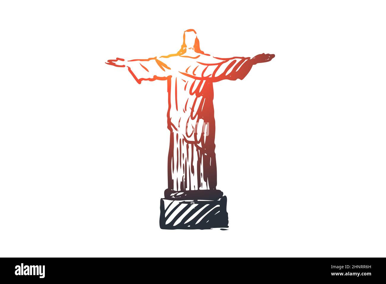 Jesus, statue, monument, religion, Christ concept. Hand drawn statue of ...