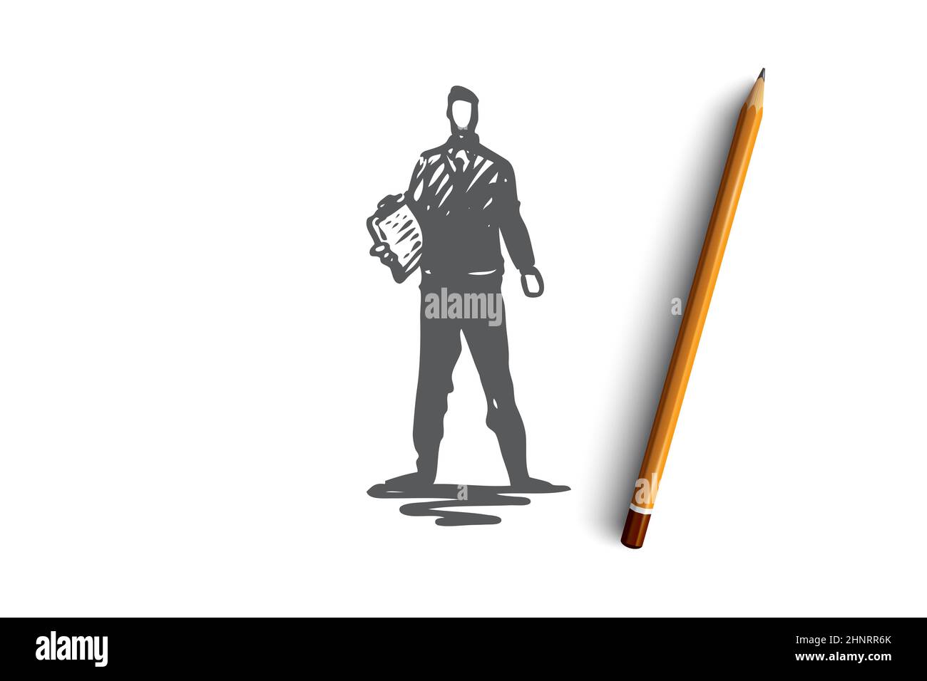 Leadership, business, manager, leader, team concept. Hand drawn ...