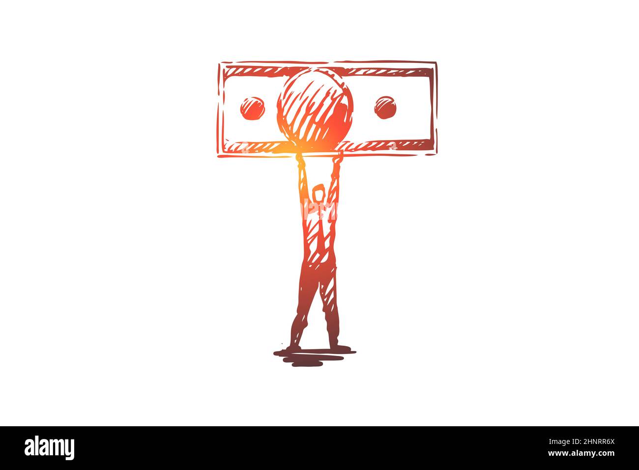 Income, investment, money, financial concept. Hand drawn person with ...