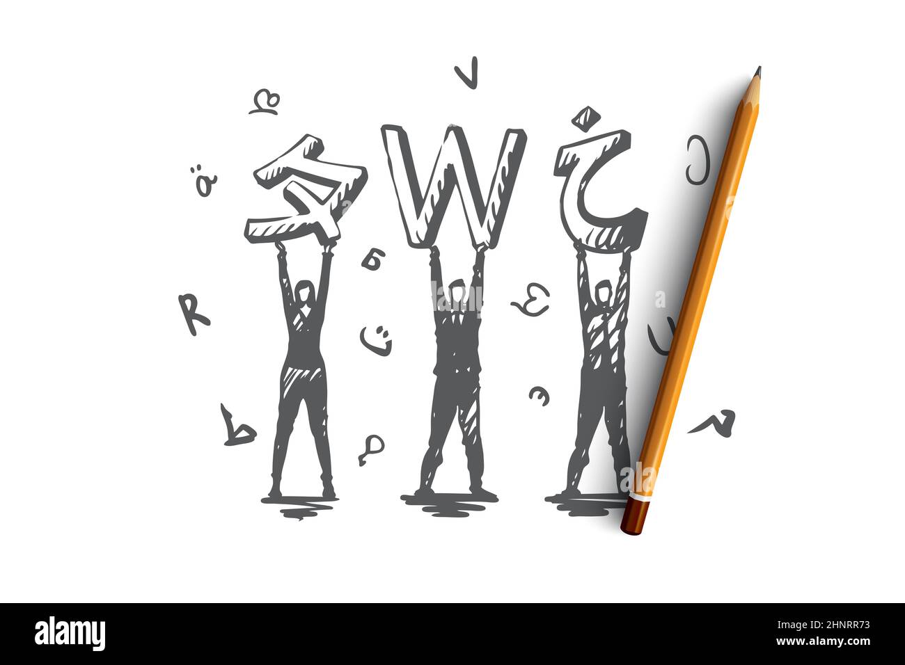 Language, courses, English, studying, class concept. Hand drawn ...