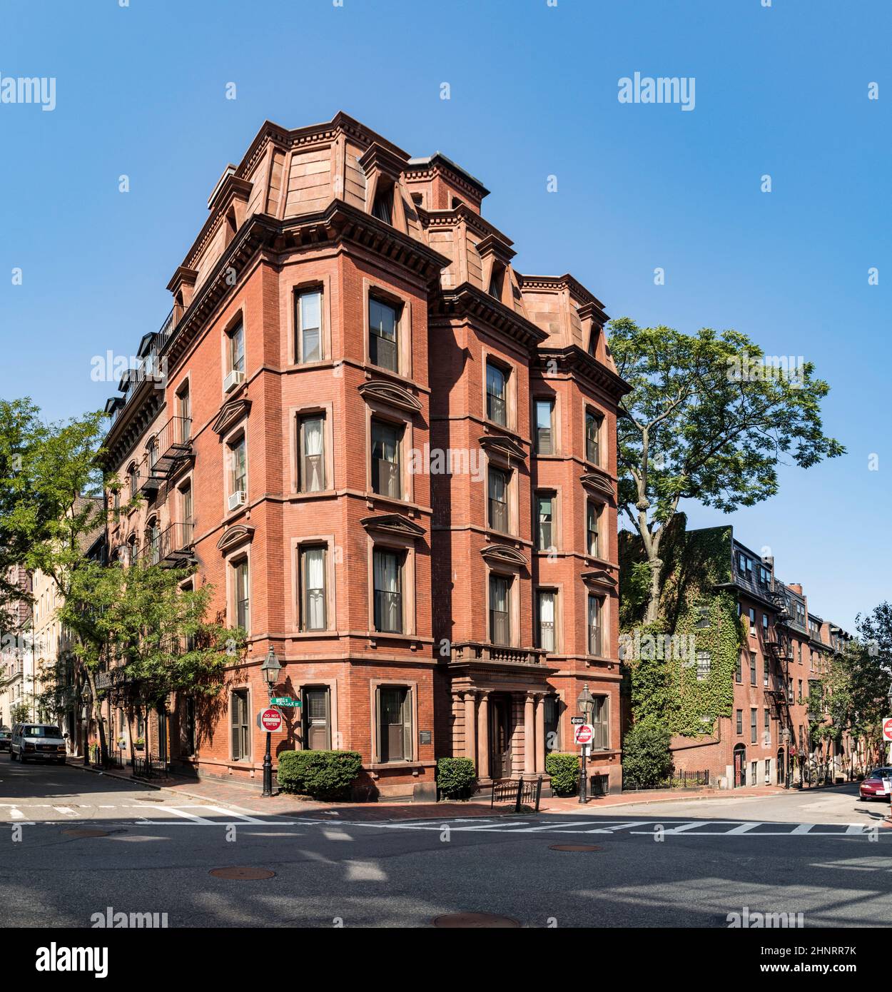 typical old vistorian brick building at Beacon Hill in Boston Stock ...