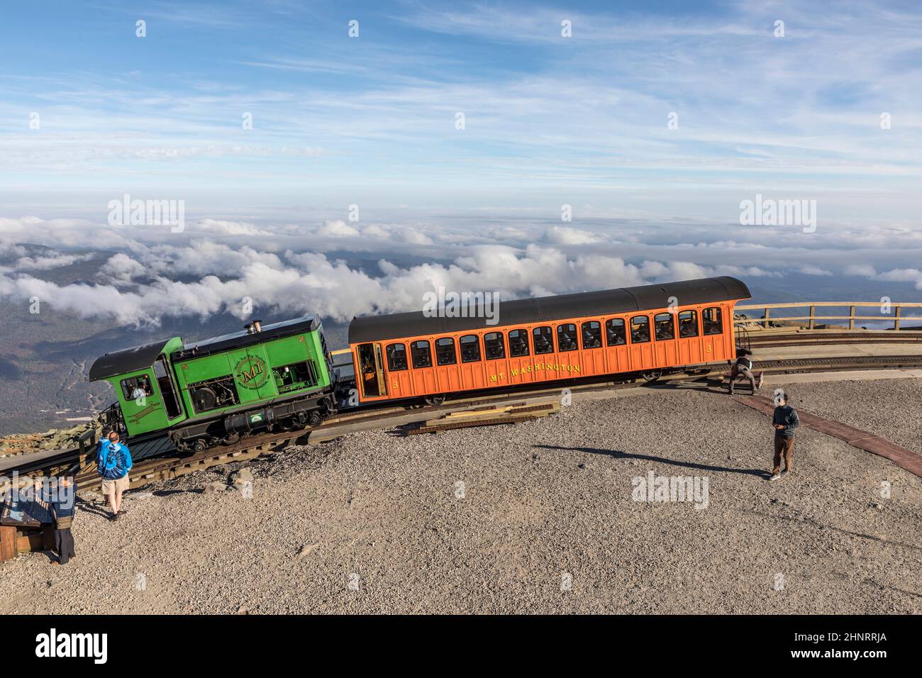 Mount Washington Cog Railroad at the top of Mount Washington Stock ...