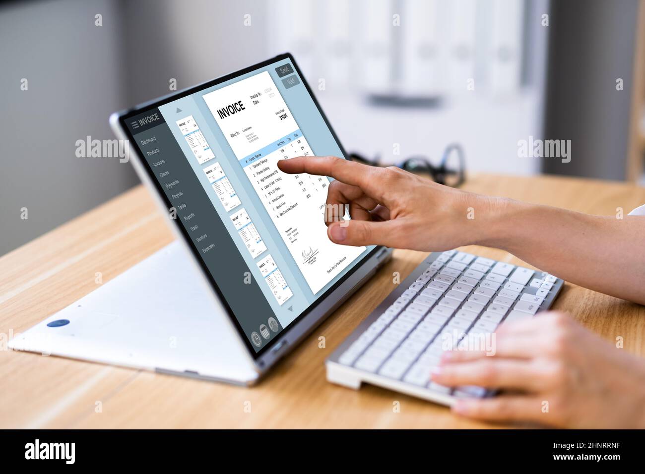 E Invoice On Laptop. Online Electronic Bill Management Stock Photo - Alamy
