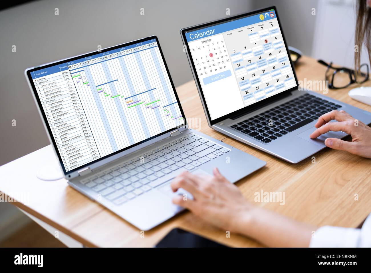Gantt Employee Time Sheet Chart And Business Schedule Stock Photo - Alamy