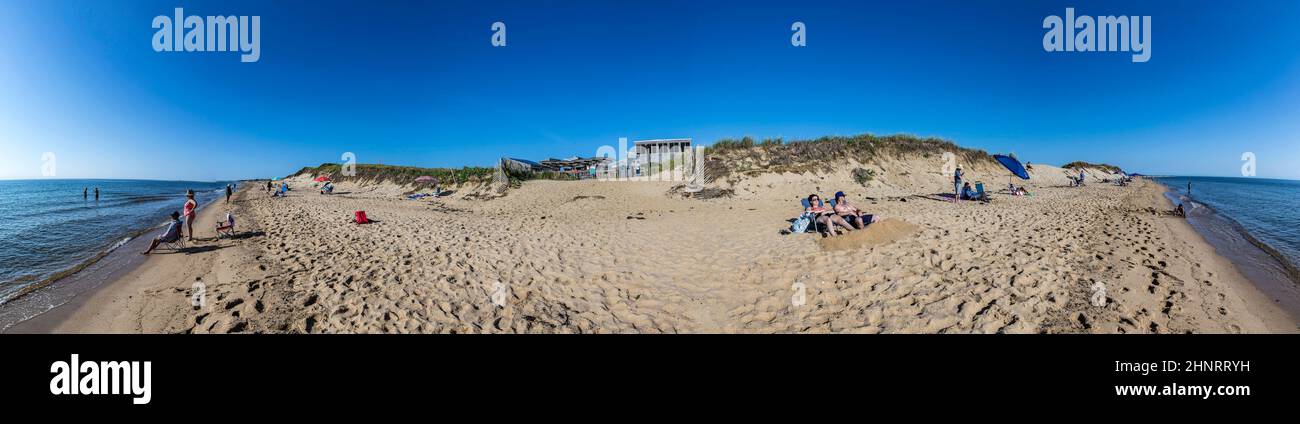 people enjoy the beautiful beach at Provincetown - Cape Cod Stock Photo ...