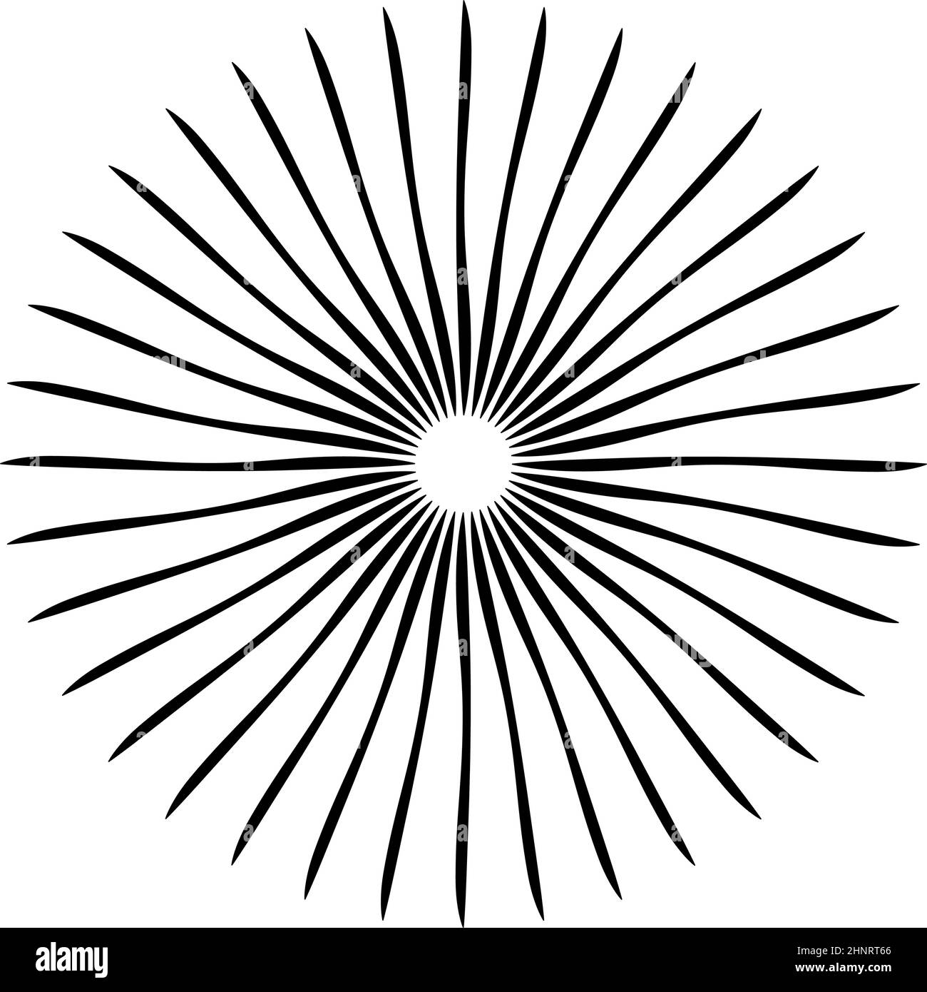 Radial, converging, radaiating lines. Abstract circular element. Beams ...