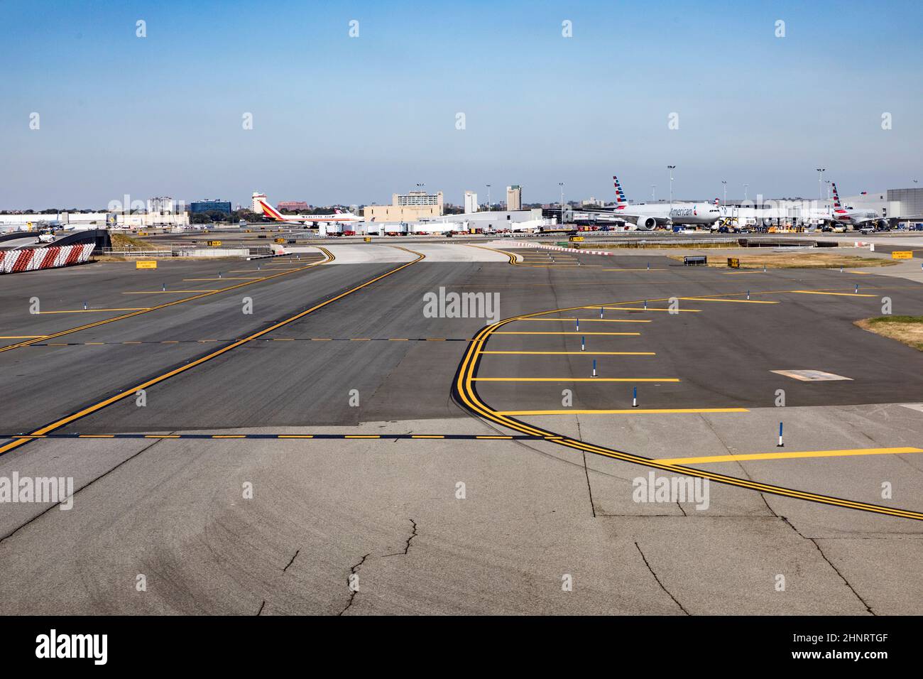 aircrafts at runway and apron of JFK Airport in New York Stock Photo ...