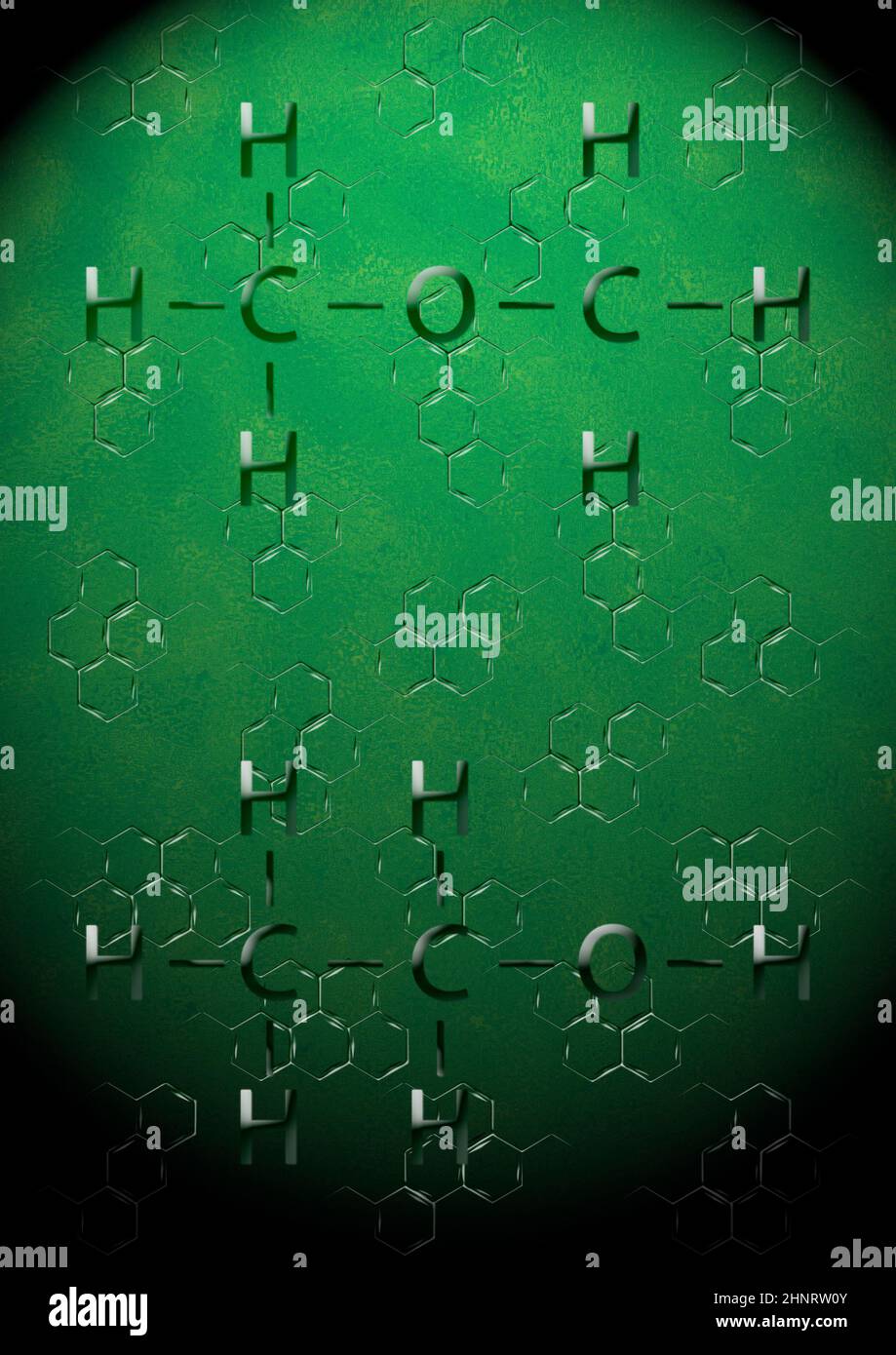 Abstract background with structural chemical formulas of benzene rings ...